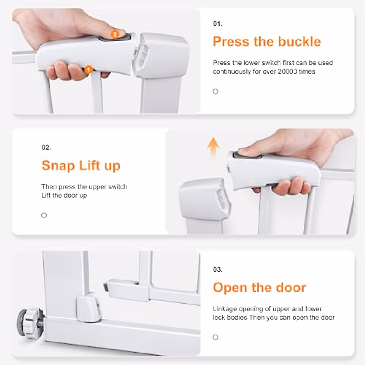 Tiovo Baby Gate with Cat Door Adjustable, 29"-41" Auto Close Safety Dog Gate for Stairs, Doorway, House, Kitchen, Pressure Mounted & Dual-Lock Design Sturdy Pet Gate Pet Supplies, White