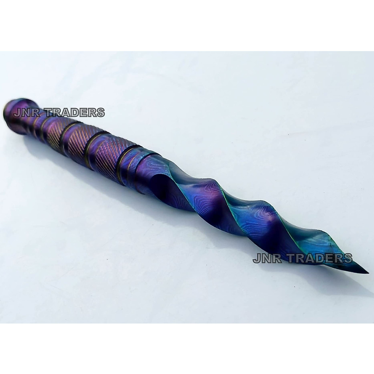 JNR Traders Damascus Tri Edge Dagger with Sheath 10 Inch Full Tang Fixed Blade knife 3744