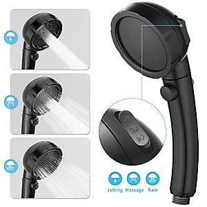 EAARSUO High Pressure Handheld Shower Head, RV Handheld Shower Head with Hose and On Off Switch, Detachable Shower Head with Adjustable Holder (Black)