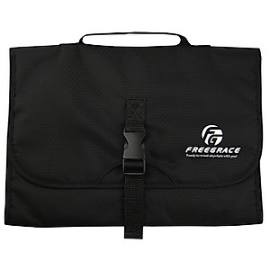 Freegrace Premium Hanging Toiletry Travel Bag - Cosmetic, Jewelry, Toiletry & Accessory Storage Organizer Bag, Large Size, Various Compartments (Black)