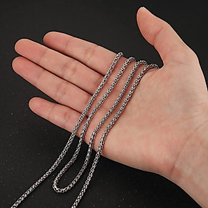 HZMAN 3.0mm Stainless Steel Wheat Silver Chain Necklaces for Men & Women 16" -30"