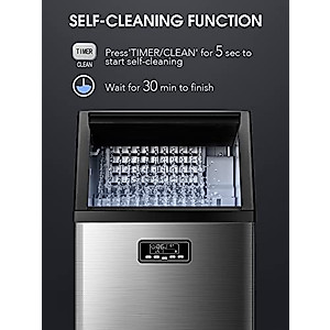 Joy Pebble Ice Maker Commercial,100lbs/24H/4,400pcs, 45 Cubes/Cycle,Ice Size Control,24H Timer,Freestanding Ice Maker Machine Under Counter, Ideal for Restaurants, Bars,Offices and Home Parties