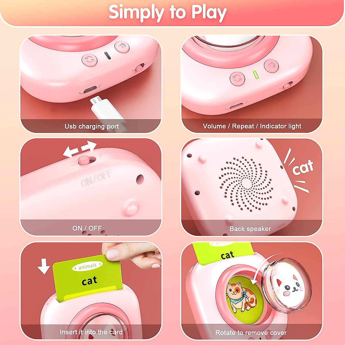 Talking Flash Cards Learning Toys: Talking FlashCards Learning Toys for 2 3 4 5 6 Year Old Boys Girls - Educational Flash Cards for Toddlers Baby - Electronic Flash Cards Toys & 224 Words