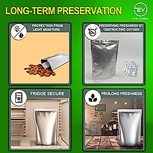EVER VARIETY 1 Gallon Mylar Bags for Food Storage, Resealable Mylar Bags with Oxygen Absorbers, 30 pcs Reusable Mylar Vacuum Seal Bags with Labels, Heat Sealable Mylar Bags