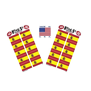 Made in The USA! 2 Packs of Flag-It Spain Flag Stickers, 100 Spanish Sticker Decals