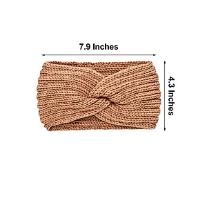 TecUnite 4 Pieces Chunky Knit Headbands Braided Winter Headbands Ear Warmers Crochet Head Wraps for Women(Black, Dark Grey, Camel, Beige)