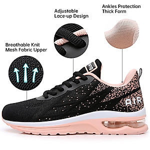 MEHOTO Womens Fashion Lightweight Tennis Walking Shoes Sport Air Fitness Gym Jogging Running Sneakers (Peachblack US 7 B(M)