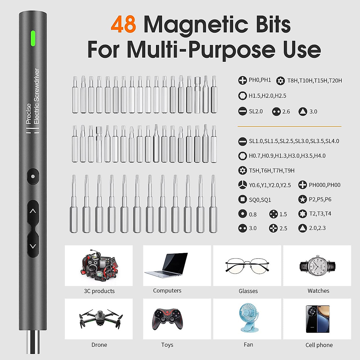 51 in 1 Electric Screwdriver Set, UF-TOOLS Portable Mini Rechargeable Cordless Precision Screwdriver with Battery & LED Light, Magnetic Driver Bits Set, Professional Repair Tool Kit for Electronics