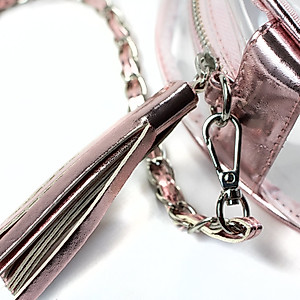 Capri Designs Clear Canteen Crossbody Purse, Round Stadium Approved Bag for Women, Transparent, Rose Gold