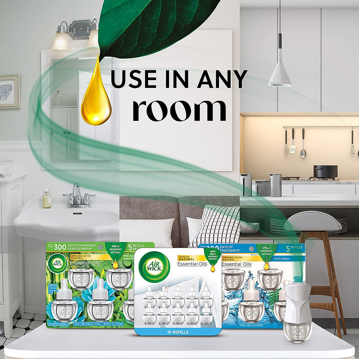 Air Wick plug in Scented Oil Warmer, White, 1 Count, Essential Oils, Air Freshener