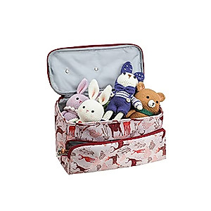 LOOEN Knitting Bag Large Size,Yarn Storage Organizer Tote Bag Holder Case Cuboid with Zipper Closure and Pocket for Knitting Needles Crochet Hooks Project Accessories,Easy to Carry