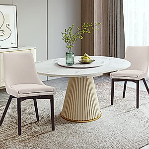 CangLong Upholstered Fabric Chairs and Solid Wood Legs for Kitchen Dining Bedroom Living Room, Set of 2, Beige 1