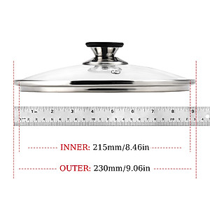 Tighall 9" Tempered Glass Lid with Steam Vent Hole Universal Pan Pot Clear Cookware Lid Replacement with Holder Knob, Stainless Steel Rim, Fits for Pots/Pan/Electric Pressure Cooker