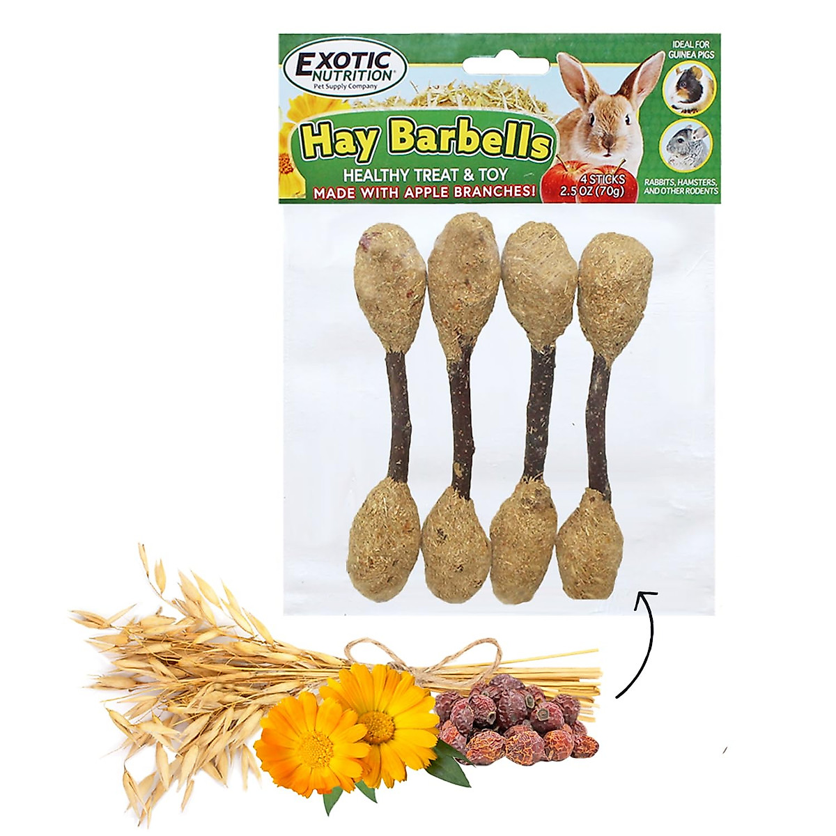 Exotic Nutrition Chew Assortment - Healthy Natural Variety Pack Chew Treat Toys - for Chinchillas, Guinea Pigs, Hamsters, Rabbits, Degus, Prairie Dogs & Other Small Pets