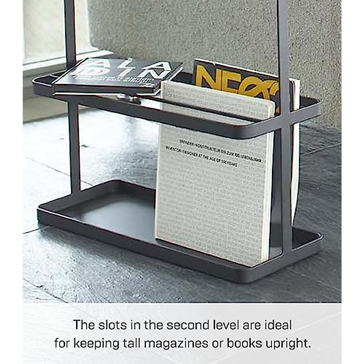 YAMAZAKI Storage Home Steel | End + Side Tables, One Size, Black