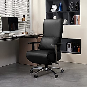 FIBO Gravity-Sensing Executive Home Ergonomic Office Chair Reclining Office Chair with Foot Rest & Headrest, High-Back PU Leather Computer Desk Chairs with Back & Lumbar Support Task Chair, (Black)