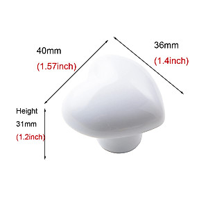 HUAMULAN 15PCS Glossy Ceramic Knobs Heart Shape Cabinet Dresser Pulls Door Handles Cupboard Wardrobe Drawer,White