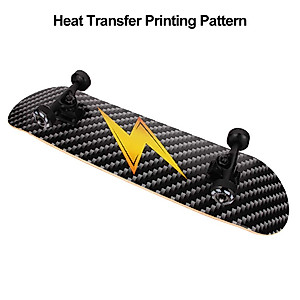 NPET Pro Skateboard Complete 31 Inch 7 Layer Canadian Maple Double Kick Concave Deck Skating Skateboard (Lightning)