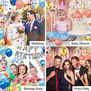 Blue Party Decoration Supplies Set 35 Pack, Include 30 Balloons, 2 Blue Foil Fringe Curtains, 1 Blue Sequin Table Runner for Birthday Party, Baby Shower, Wedding, Anniversary, Graduation, Prom