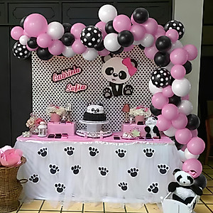 HYOWCHI Panda Party Supplies - 133 Pcs Panda Birthday Party Decorations Balloon Garland Arch, Black White Pink Theme Panda Party Decorations Balloon Arch For 1st 2nd 3rd 4th Birthday & Baby Shower