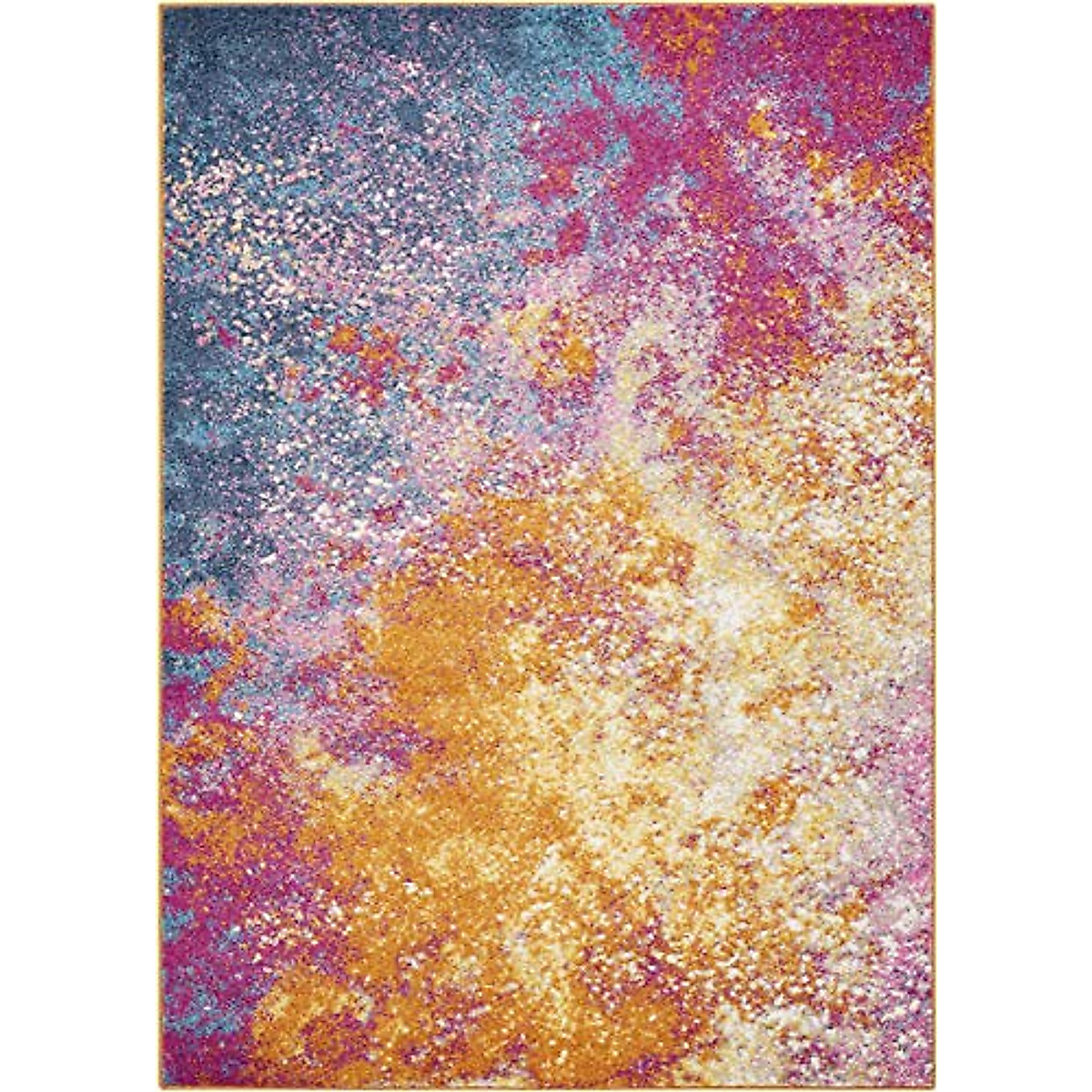 Nourison Passion Sunburst 5'3" x 7'3" Area-Rug, Modern, Abstract, Easy-Cleaning, Non Shedding, Bed Room, Living Room, Dining Room, Kitchen, (5' x 7')