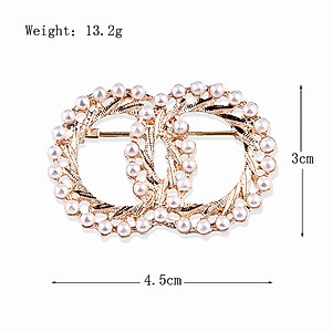 Round Brooch Pin with Pearl for Women Girls Faux Pearl Lapel Pin Wedding Party Bridal Jewelry Vintage Simulated Pearl Flower Brooch Pin