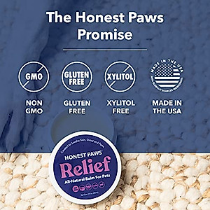 Honest Paws Dog Paw Balm - Pad Relief Soother Moisturizer Protection Wax - All Natural All Weather Foot Butter Heals Repairs Pet Paws and Noses from Heat and Cold – 2 Oz