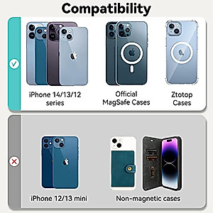 ZtotopCases Leather Magnetic Wallet Stand with MagSafe and Adjustable Stand Card Holder for iPhone 14/14 Plus/14 Pro Max and 13/12 Series, Fit 5 Cards, Not for 14 Pro/13 Pro/13 Mini/12 Mini, Black