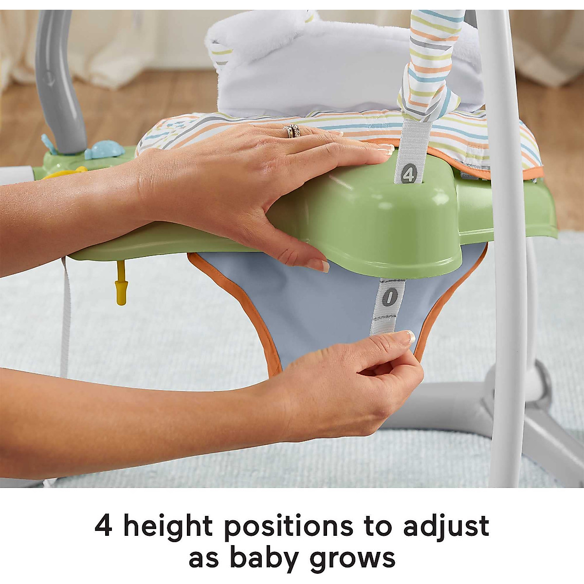 Fisher-Price Baby Bouncer SpaceSaver Jumperoo Activity Center with Lights Sounds and Folding Frame, Sweet Snugapuppy