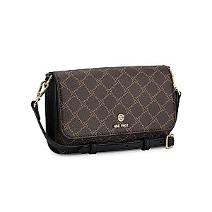 Nine West linnette Phone Wallet on a String, Brown Black Logo