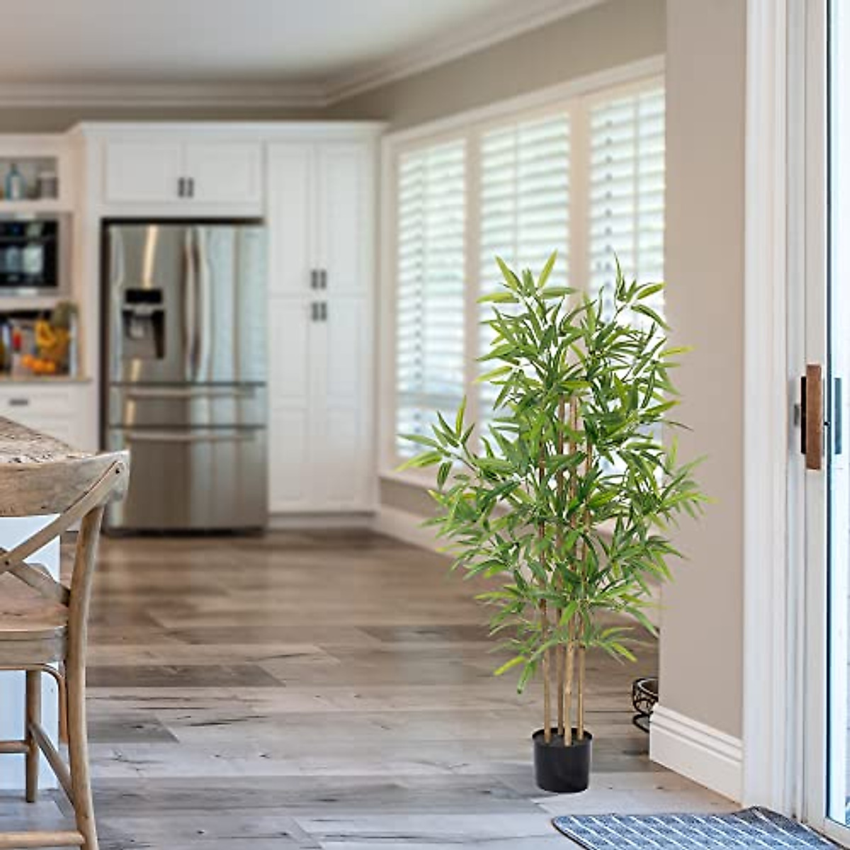 SOFTFLAME 4ft Bamboo Artificial Tree, Faux Bamboo Plant, Real Touch Technology, Artificial Plant with 4 Trunks, Ideal for Home Office Indoor Decoration