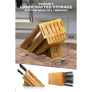 Dalstrong 12-Piece Knife Block Set - Gladiator Series Elite - Black Handles - German HC Steel - Hand-Made Manchurian Ash Wood Block - NSF Certified