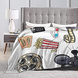 3D Popcorn Film Throw Blanket for Kids Baby Soft Fleece Blanket for Adults Men,Throw (50"" X 60""),Twin (60"" X 80"")