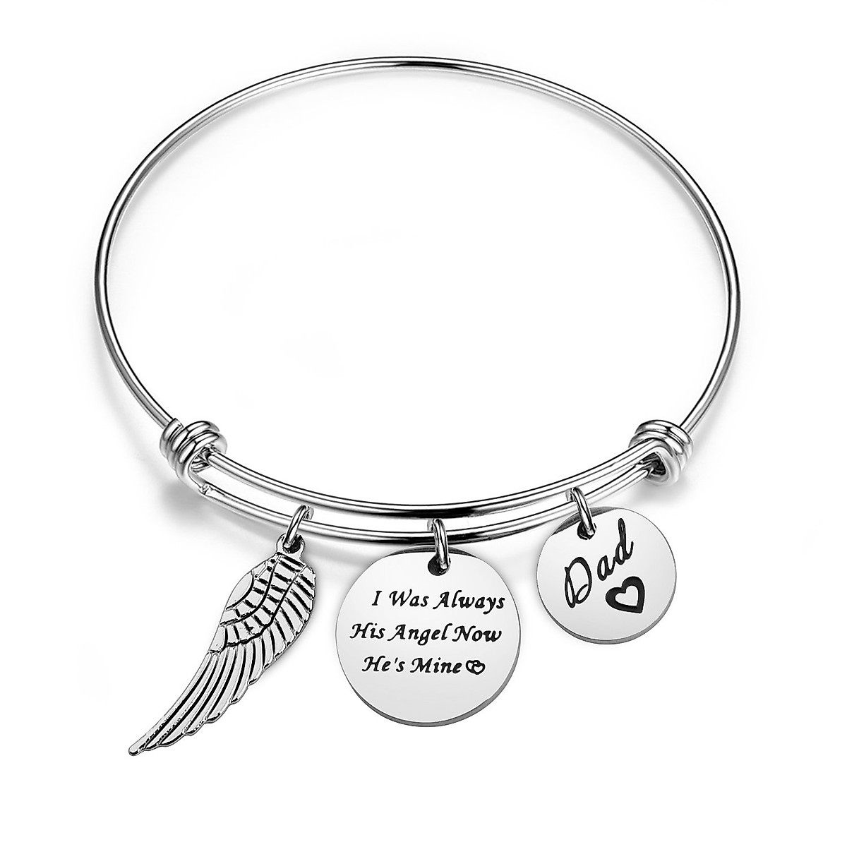 WUSUANED Memorial Bracelet I Was Always His Angel Now He's Mine In Memory Of Loved One Dad Sympathy Gift (In memory of dad bracelet)
