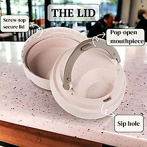 bioGo Reusable Coffee Cups - Faded Pink & Pastel Gray - 16oz x 2 - Microwave & Dishwasher Safe - Perfect for Couples