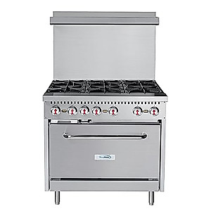KoolMore KM-CR36-LP 36 in. 6 Burner Commercial Liquid Propane Range with Oven
