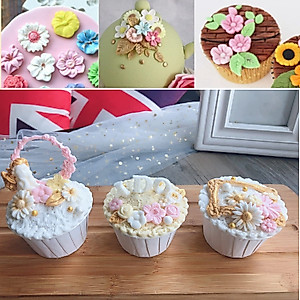 KULENAND 8 Pcs Flower Fondant Cake Mold Set - Rose Butterfly Daisy Rose Leaf and Mini Flowers Candy Silicone Molds for Chocolate Fondant Polymer Clay Soap Crafting Projects Cake Decoration