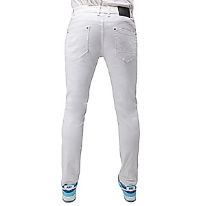 RAW X Mens Distressed Jeans, Fashion Destroyed Distressed Washed Denim Pants Skinny Jeans for Men, White - 90011, 30W x 32L