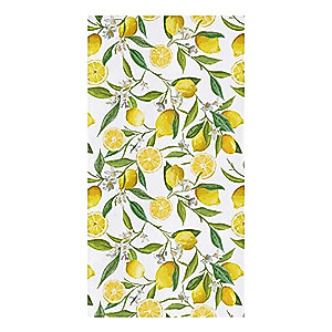 Yun Nist Kitchen Dish Towels,Spring Yellow Lemon Green Leaves Soft Microfiber Dish Cloths Reusable Hand Towels,Farm Fruit Floral Leaf Watercolor Washable Tea Towel for Dishes Counters 1 Pack