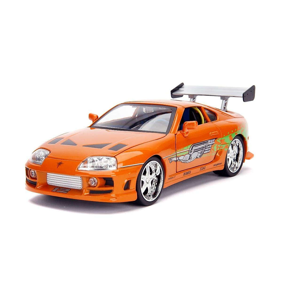 Fast & Furious 1:18 Toyota Supra Die-cast Car & 3" Brian Figure, Toys for Kids and Adults,Orange