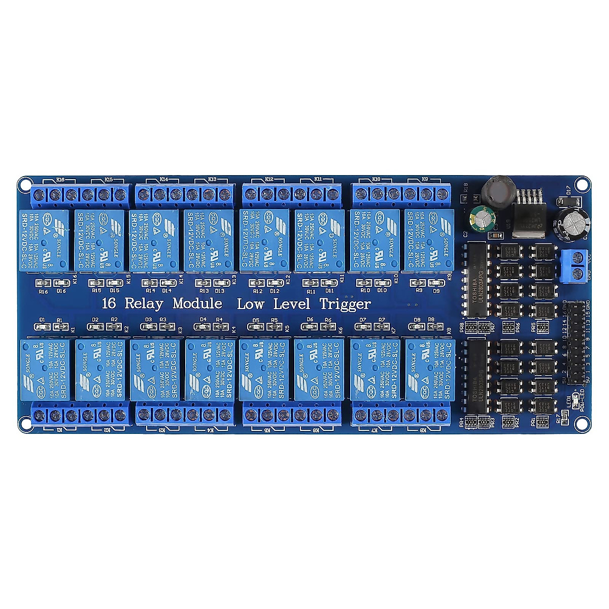 AOICRIE 12V 16-Channel Relay Interface Board Module Optocoupler LED LM2576 Power for Arduino DIY Kit PiC ARM AVR