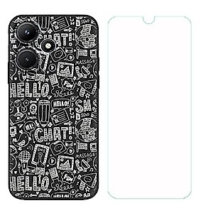 FZZSZS Case for Infinix Hot 30 Play + Screen Protector Tempered Glass Protective Film,Soft Silicone Black Shell Gel Flexible TPU Case Cover for Infinix Hot 30 Play (6.82") - LLM42