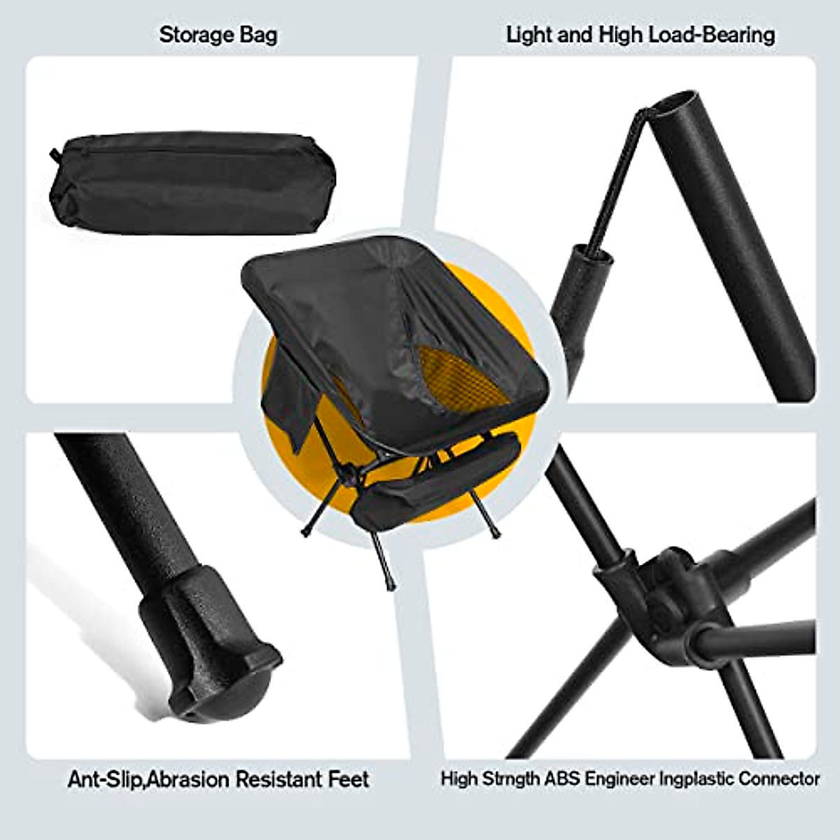 LUBBYGIM Folding Camping Chairs, Portable Camp Chairs, Lightweight Outdoor Chairs for Outdoor Camp, Travel, Beach, Picnic, Festival, Hiking, Backpacking, Supports 265Lbs - 2 Pack