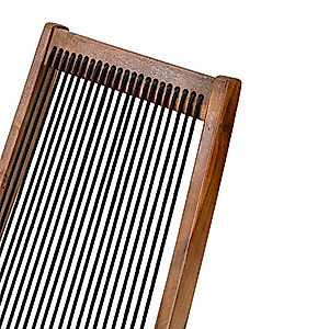 Folding Rope Wooden Chair - Foldable Outdoor Low Profile Wood Lounge Chair for The Patio, Backyard, and Deck, No Assembly Required