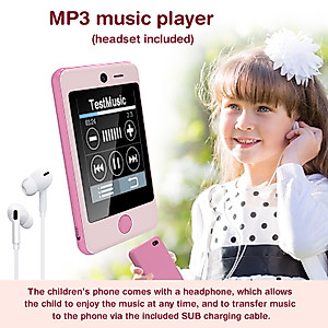 PTHTECHUS® Kids Phone Toy for Boys Girls, 3.8 "Touch Screen Toddler Smartphone with Fun Cameras 16 Games MP3 Music Player Audio Recorder Pedometer Torch Alarm Clock Children Phone for Ages 4-14