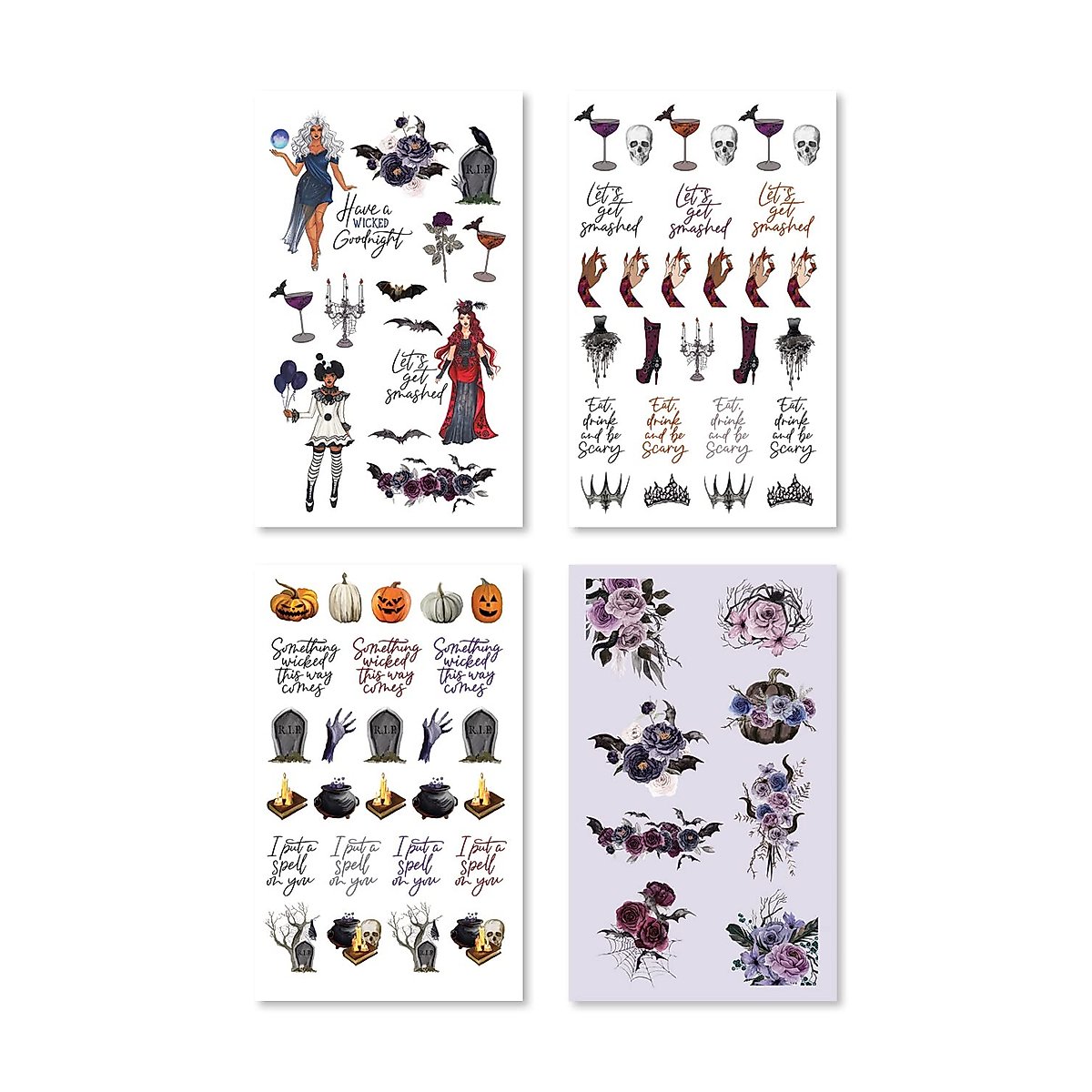 Rongrong Halloween Theme Sticker Book for Planners, Calendars, Journals and Projects – Premium Quality Hand Drawn Perfect for Adding Hocus Pocus to your schedule – Scrapbook Accessories – 24 Sheets