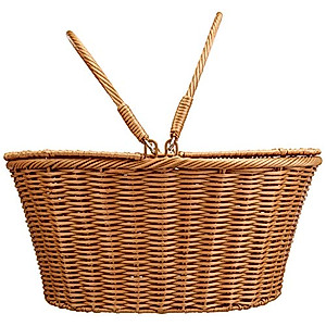 Kovot Poly-Wicker Picnic Basket | Measures 16" x 13.5" x 7.5" | for Picnics, Parties and BBQs | Hand Woven Polypropylene Fibers That Will Last