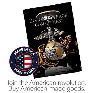 Honor Courage Commitment Garden Flag - Armed Forces Marine Corps USMC Semper Fi United State American Military Veteran Retire Official - House Banner Small Yard Gift Double-Sided 13 X 18.5