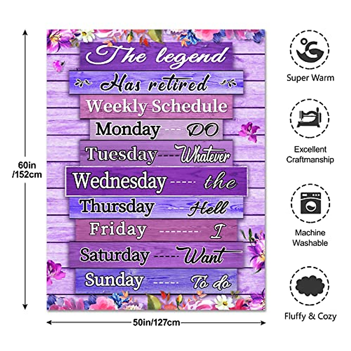 YRAQLVU Happy Retirement Gifts for Women Flannel Throw Blanket to Grandma Mom Warm Travel Blanket for Couch Lightweight Blankets 60&quot;x 50&quot;