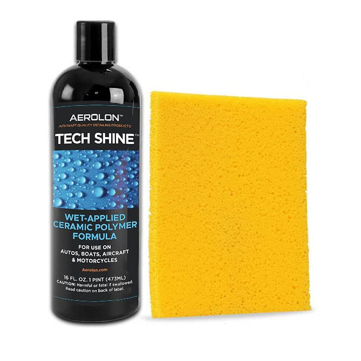Aerolon 16 Oz Tech Shine Fast Wet-Applied Ceramic Polymer Car Wax Coating Kit, Top Coat Polish and Sealer for Car Bike Boat, Auto Detailing Accessory for Hydrophobic Mirror Shine Gloss Kit and Applicators